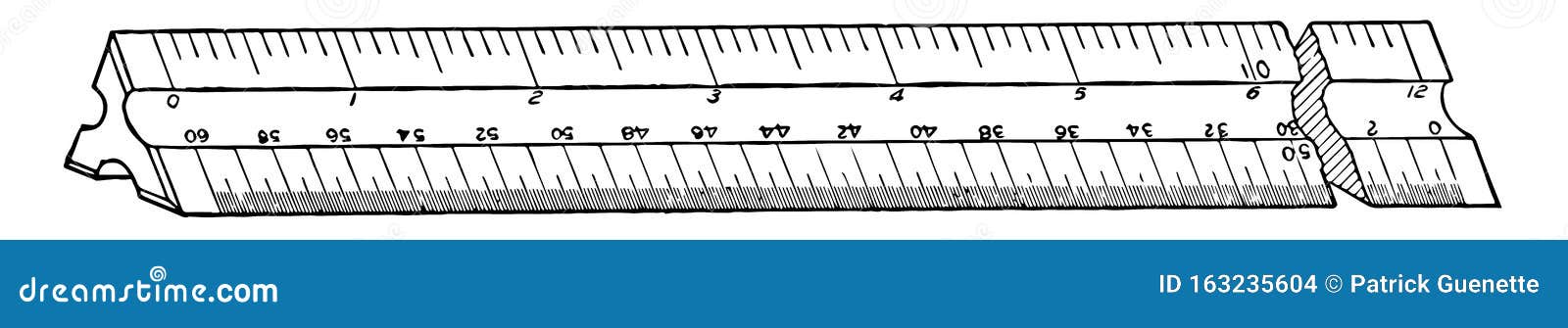 Engineer Scale Ruler Fixed Ratio of Length Vintage Engraving Stock ...