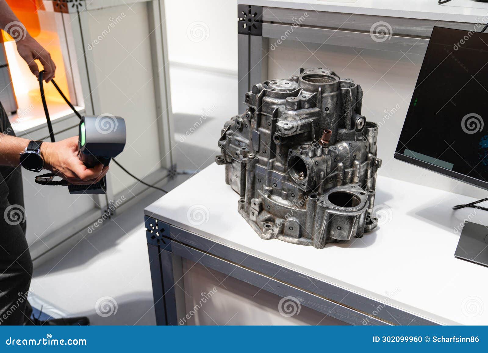 Engineer Scans The Part With 3D Scanner. Technology Scanning Royalty-Free Stock Photography ...