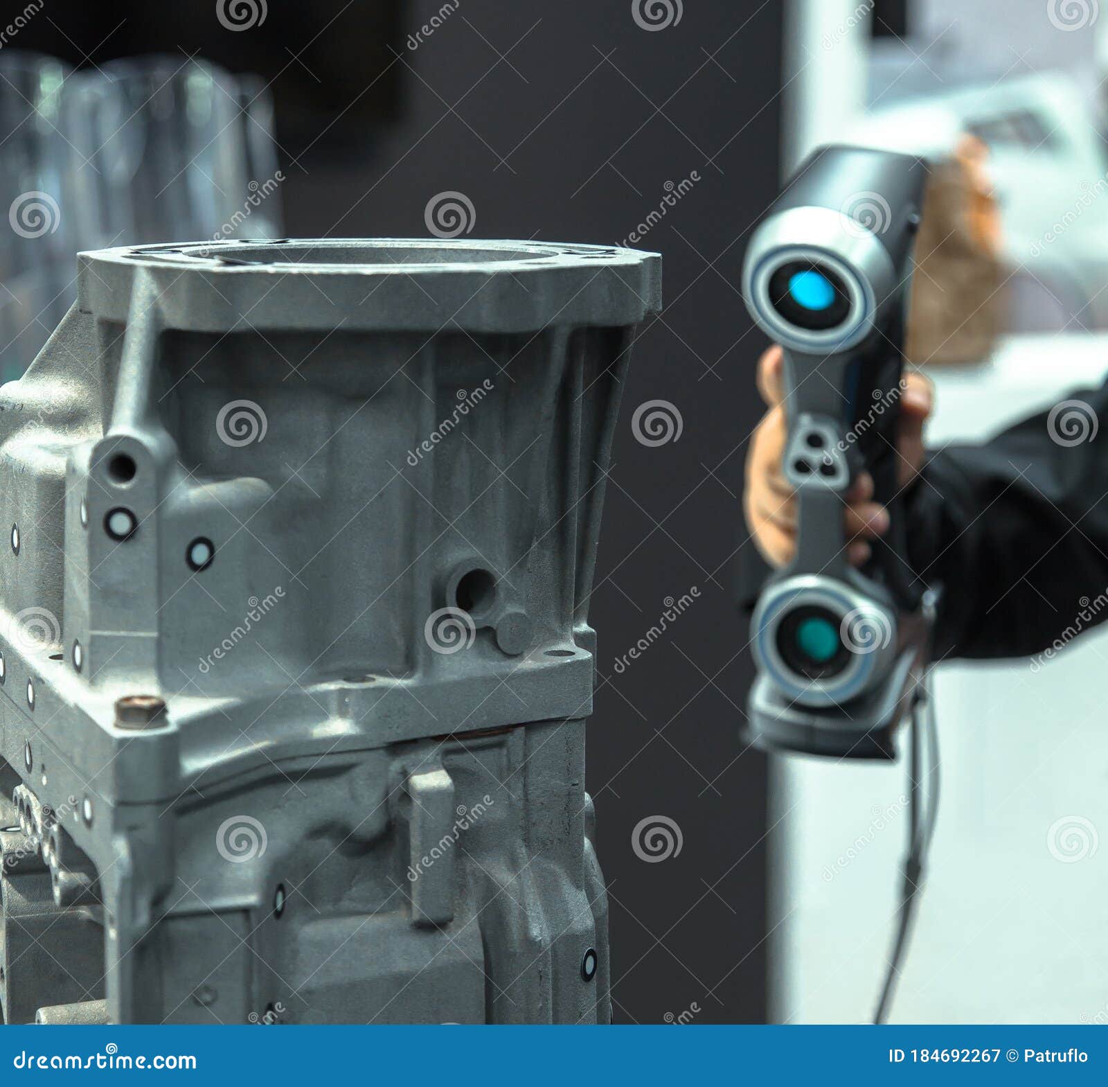 Engineer Scans The Part With 3D Scanner. Technology Scanning Royalty ...