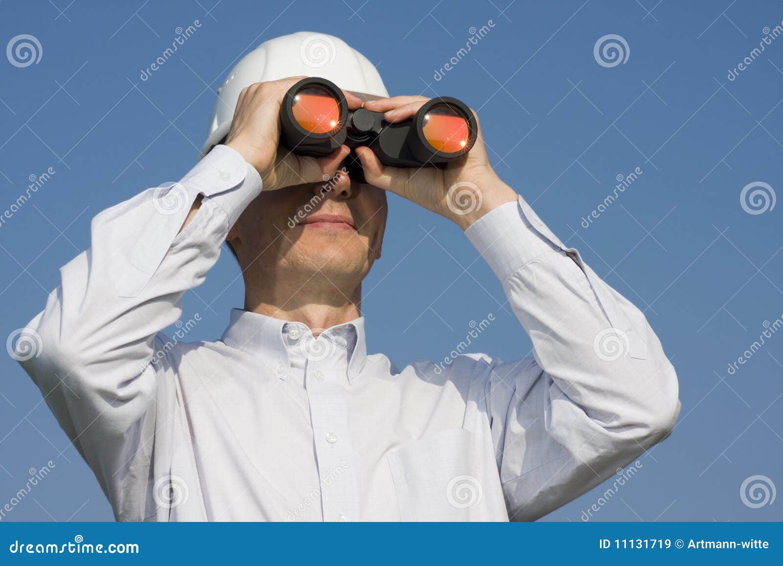 Engineer Searching with Binocular Stock Image - Image of architect ...