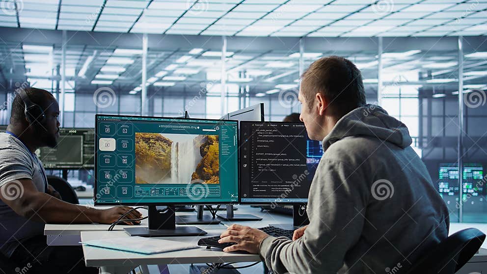 Engineer Coding AI Virtual Assistant Producing Clips Stock Image ...