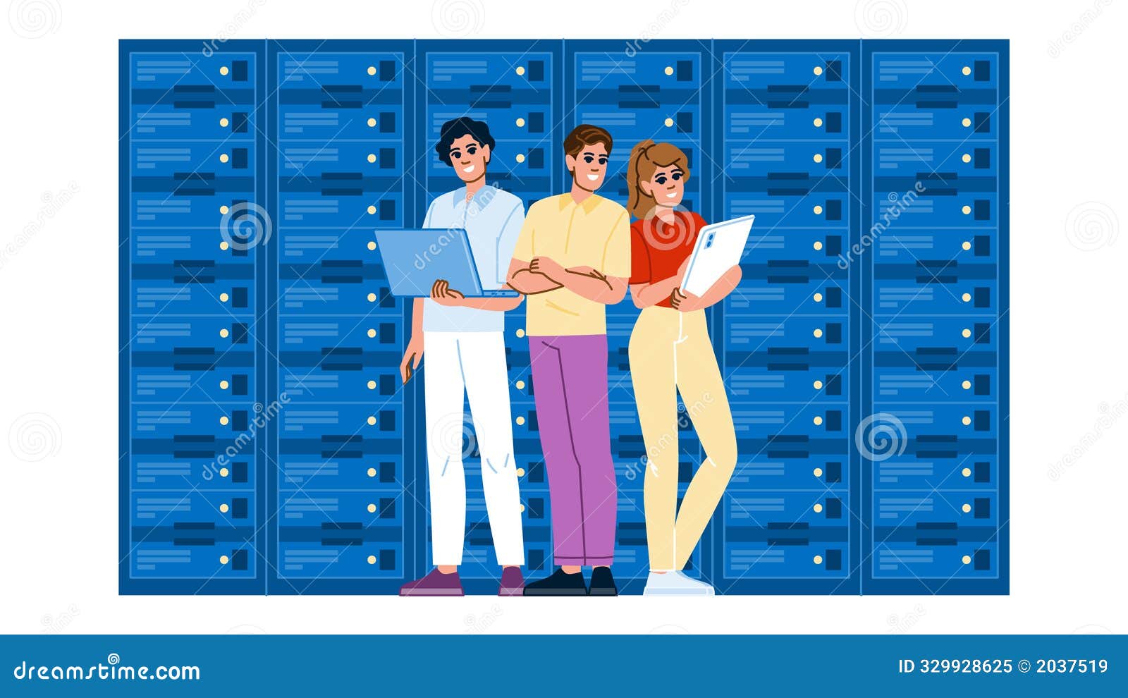 Engineer Server Room Staff Vector Stock Illustration | CartoonDealer ...