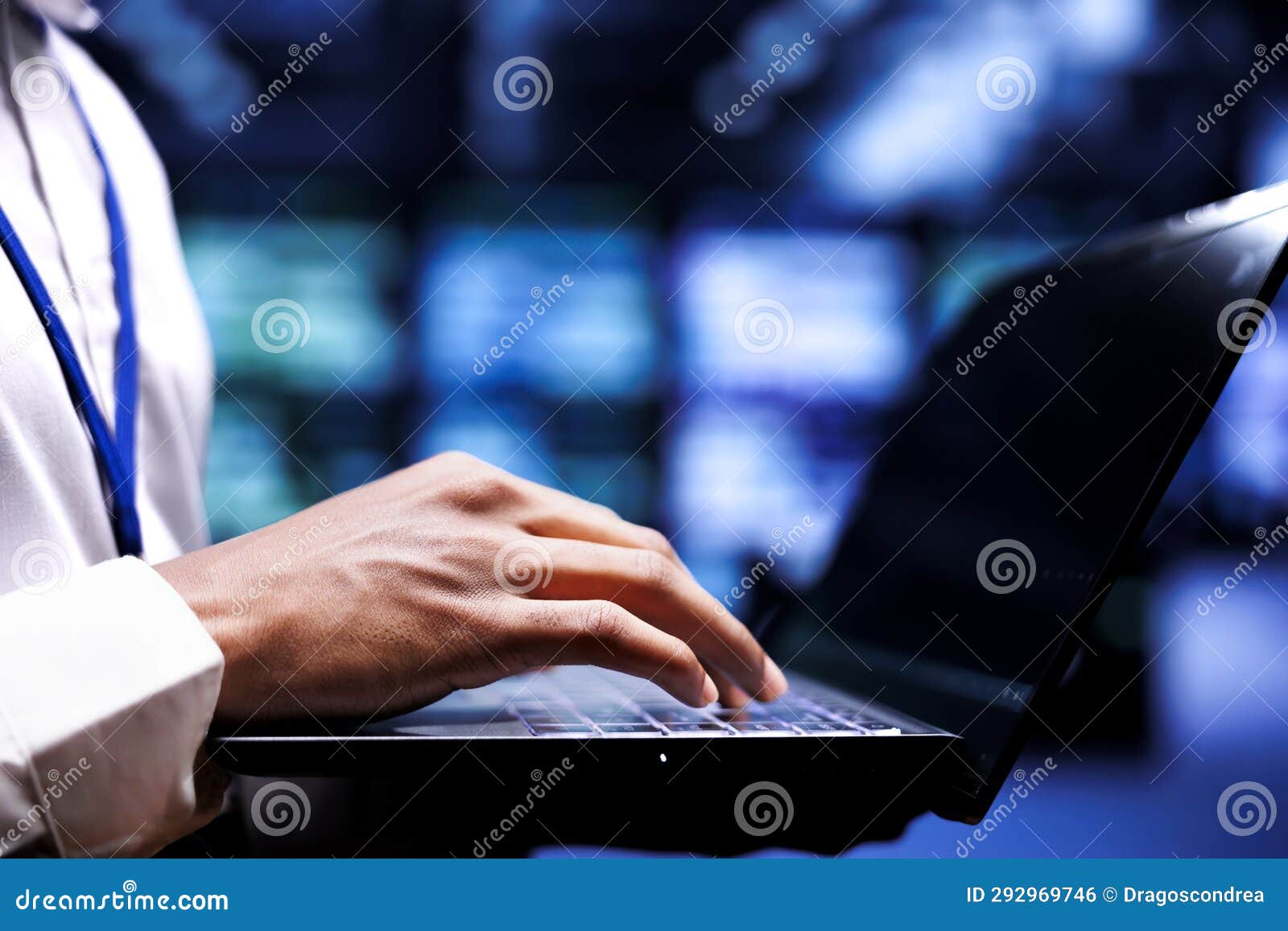 Engineer Servicing Server Rows Stock Photo | CartoonDealer.com #292969746