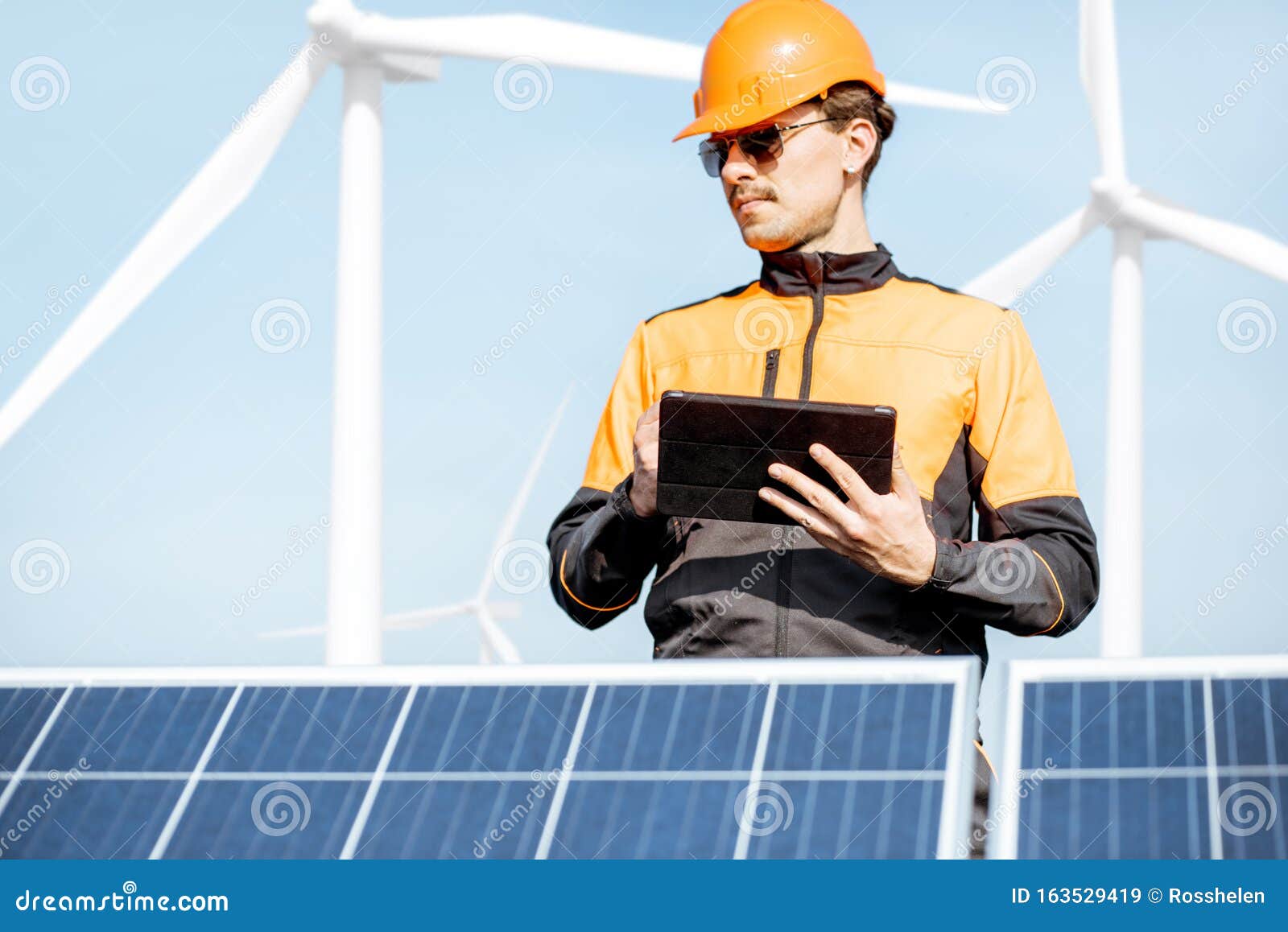 Engineer Servicing Solar Panel on Electric Plant Stock Image - Image of ...