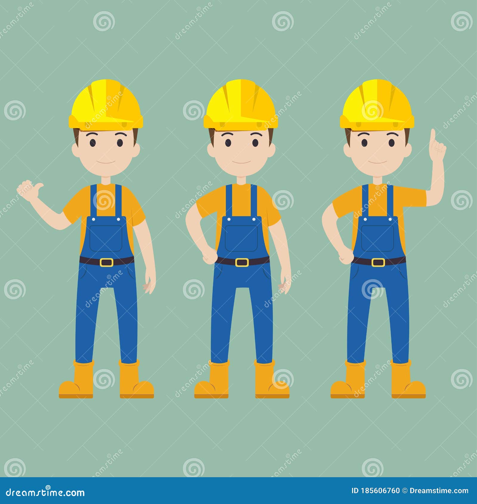 Engineer Character Set with Safety Helmet Vector Illustration Design ...