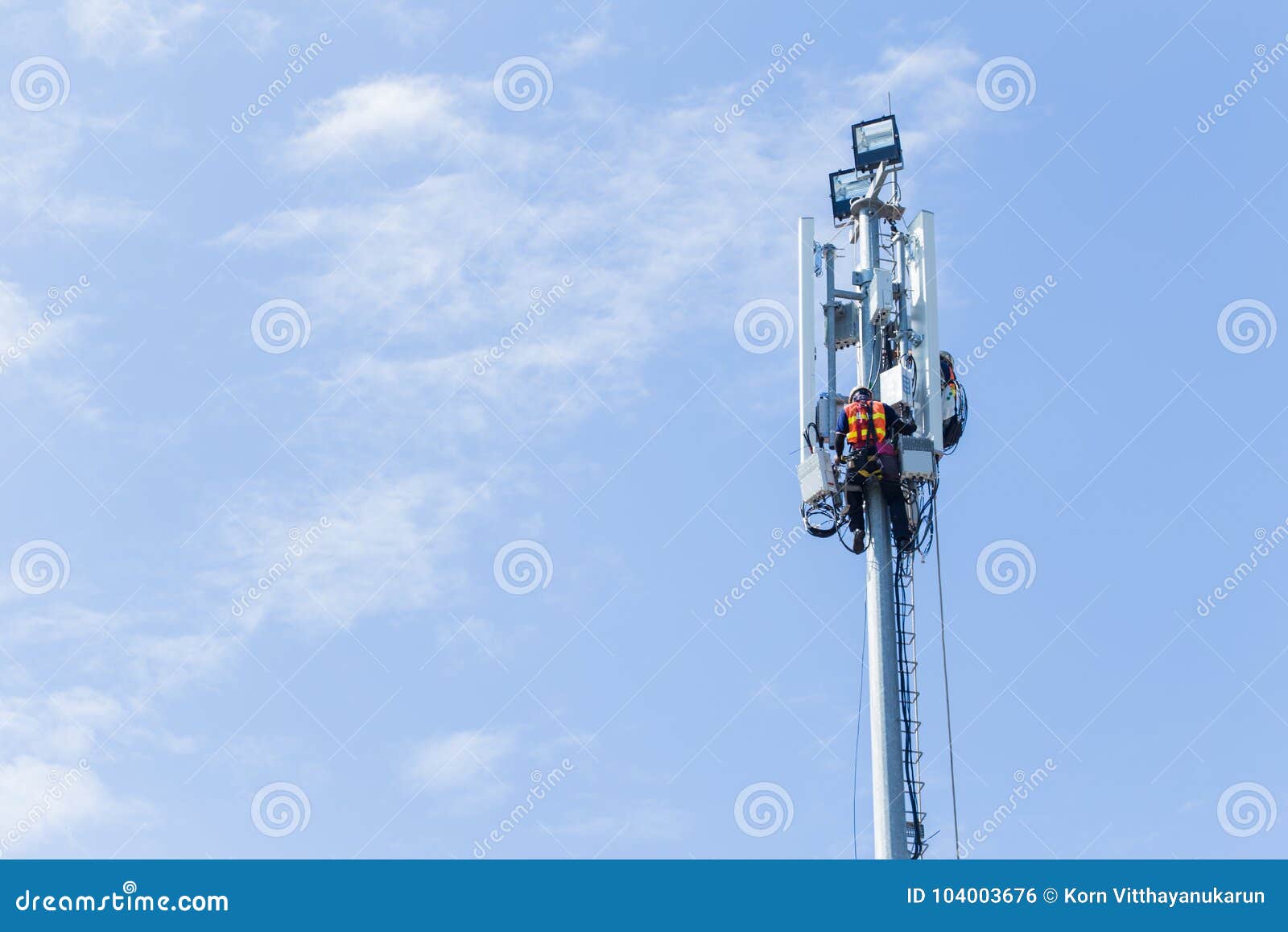 Engineer Setup High Technology Signal Tower 4G 5G Stock Photo - Image ...