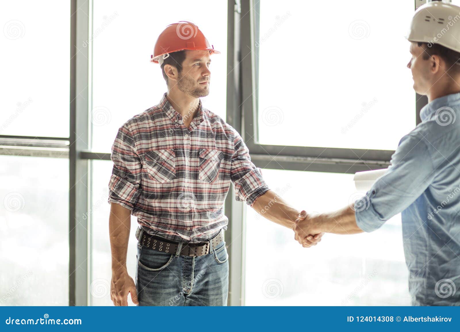 Engineer is Shaking Hands with a Client Stock Photo - Image of build ...