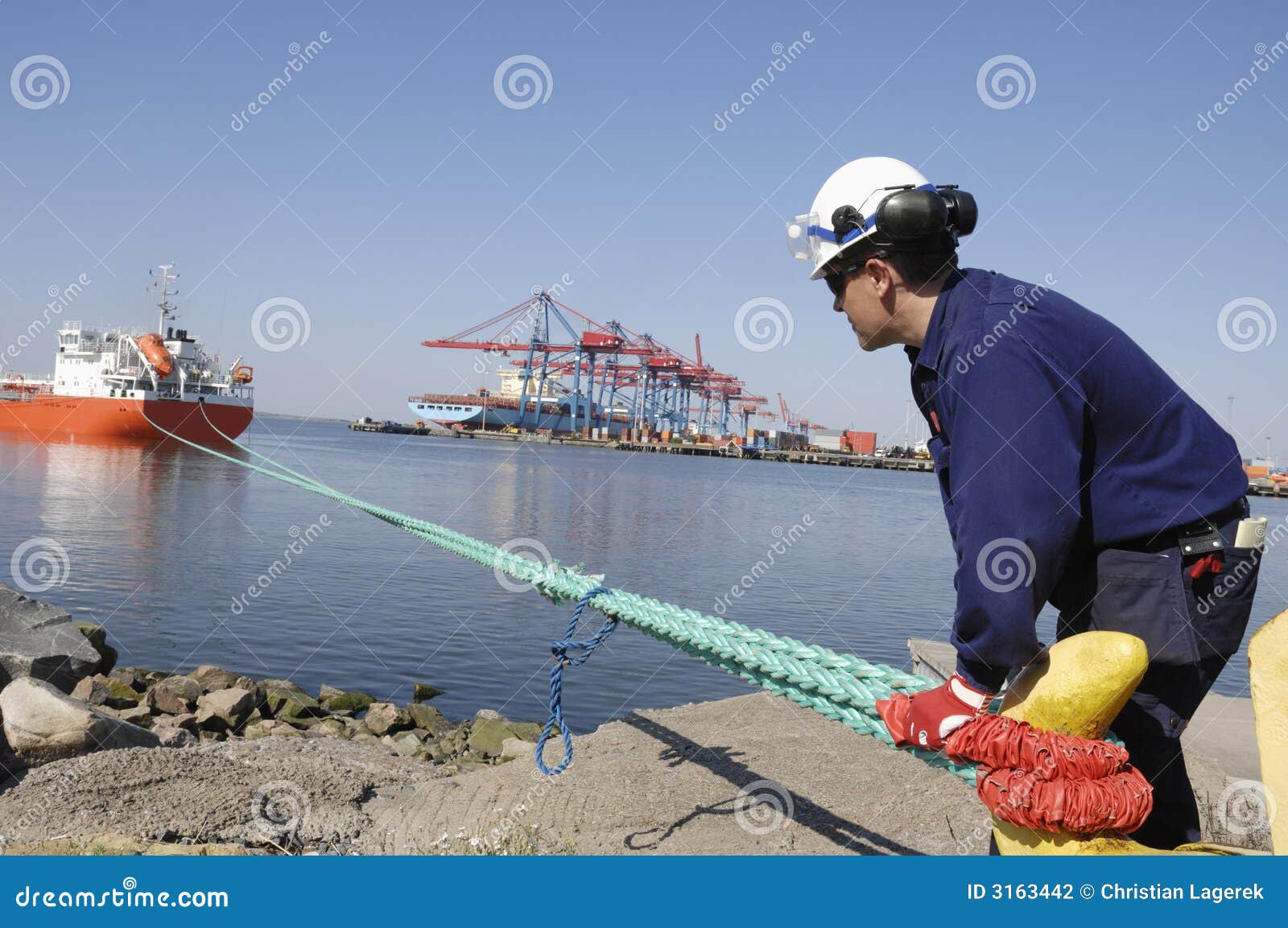 Engineer ship and port stock photo. Image of pick, delivery - 3163442