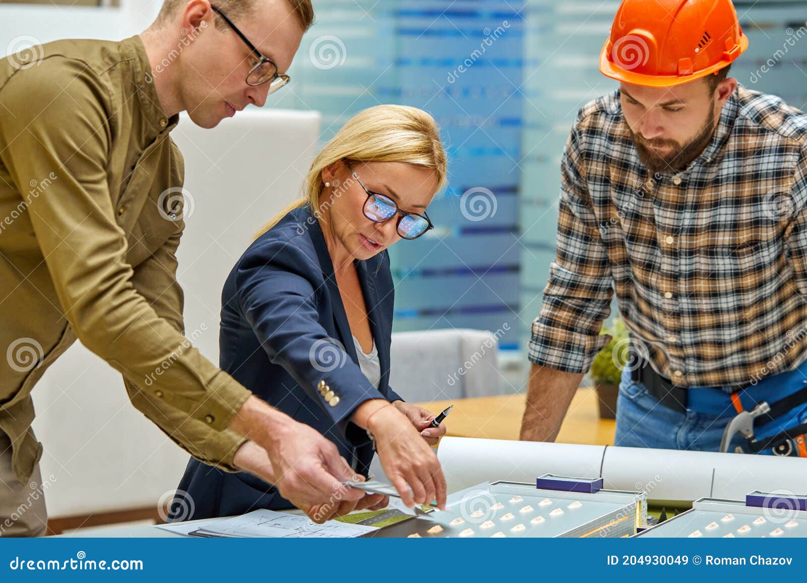 Engineer Show Plan for House Building To Female Director of Company ...