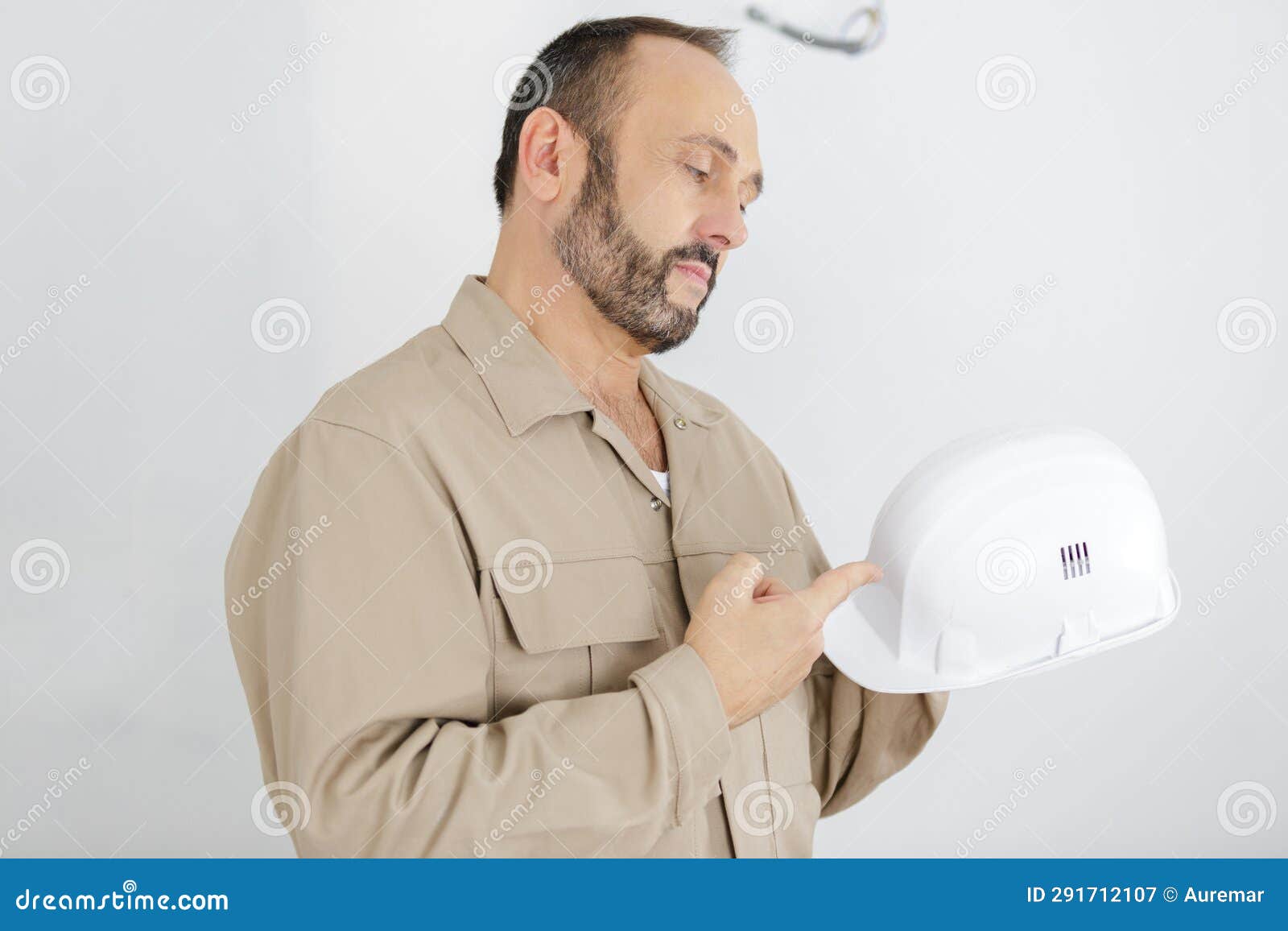 Engineer Showing with Finger Helmet Stock Image - Image of presentation ...