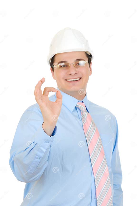Engineer Showing Okay Symbol Stock Photo - Image of human, corporate ...