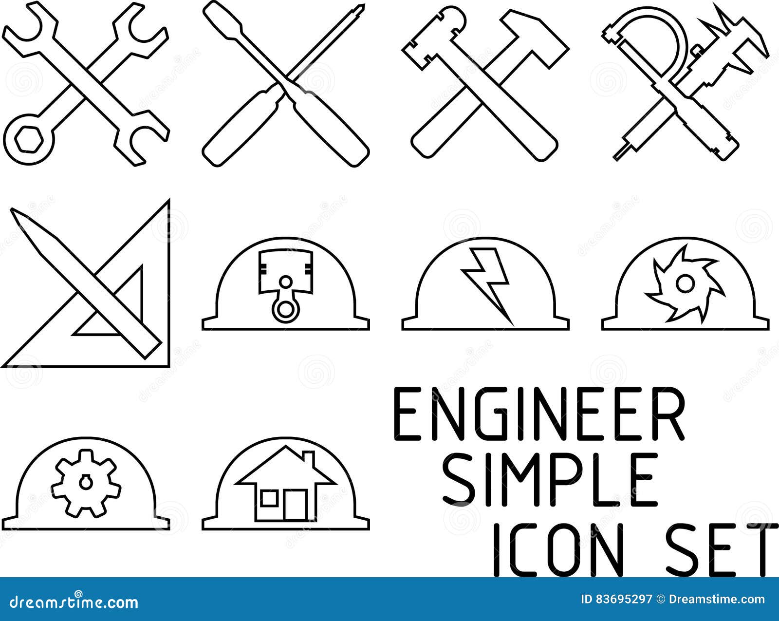 Engineer Simple Icon Set stock vector. Illustration of micrometer ...