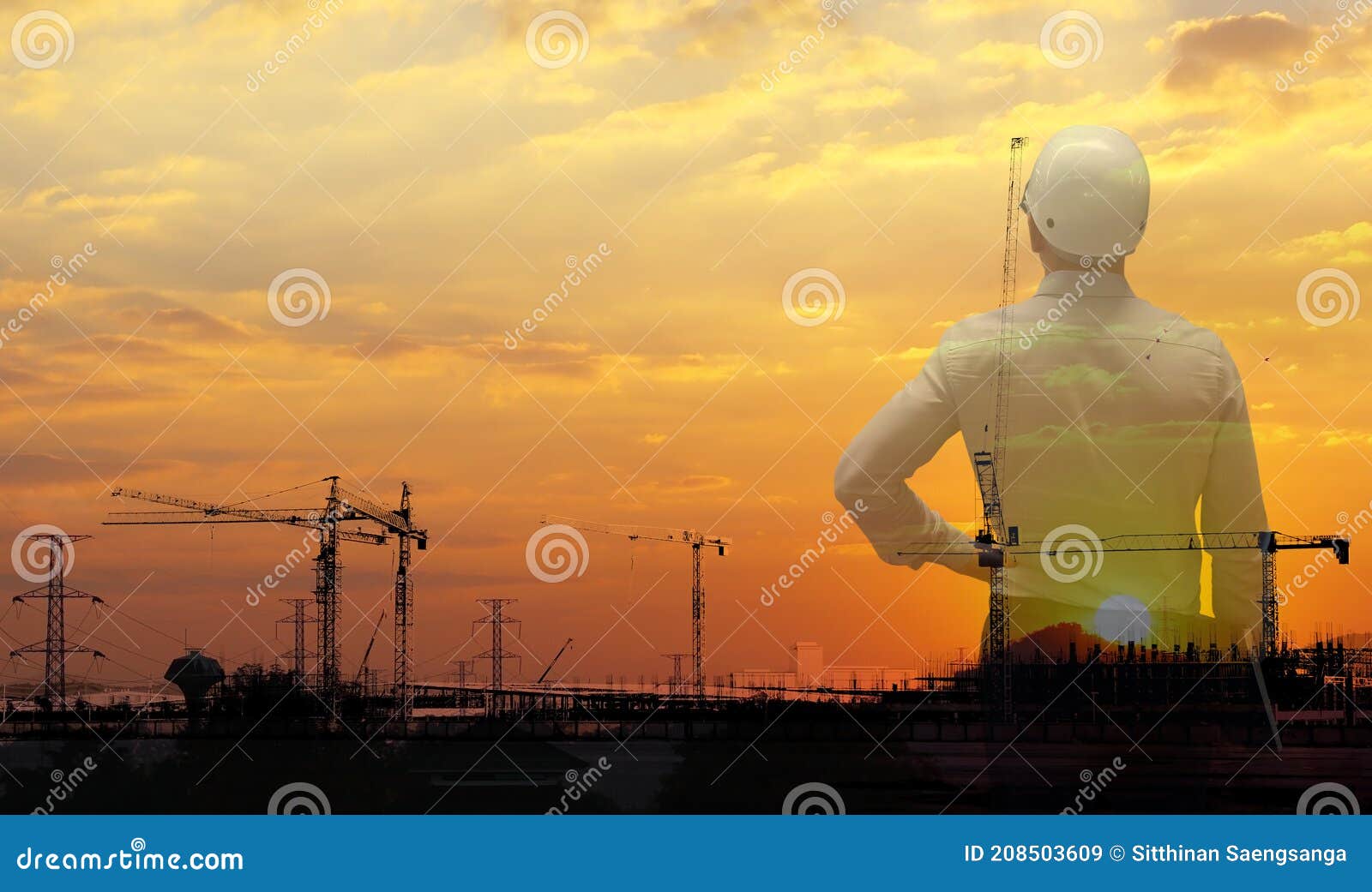 Engineer on site stock image. Image of construction - 208503609