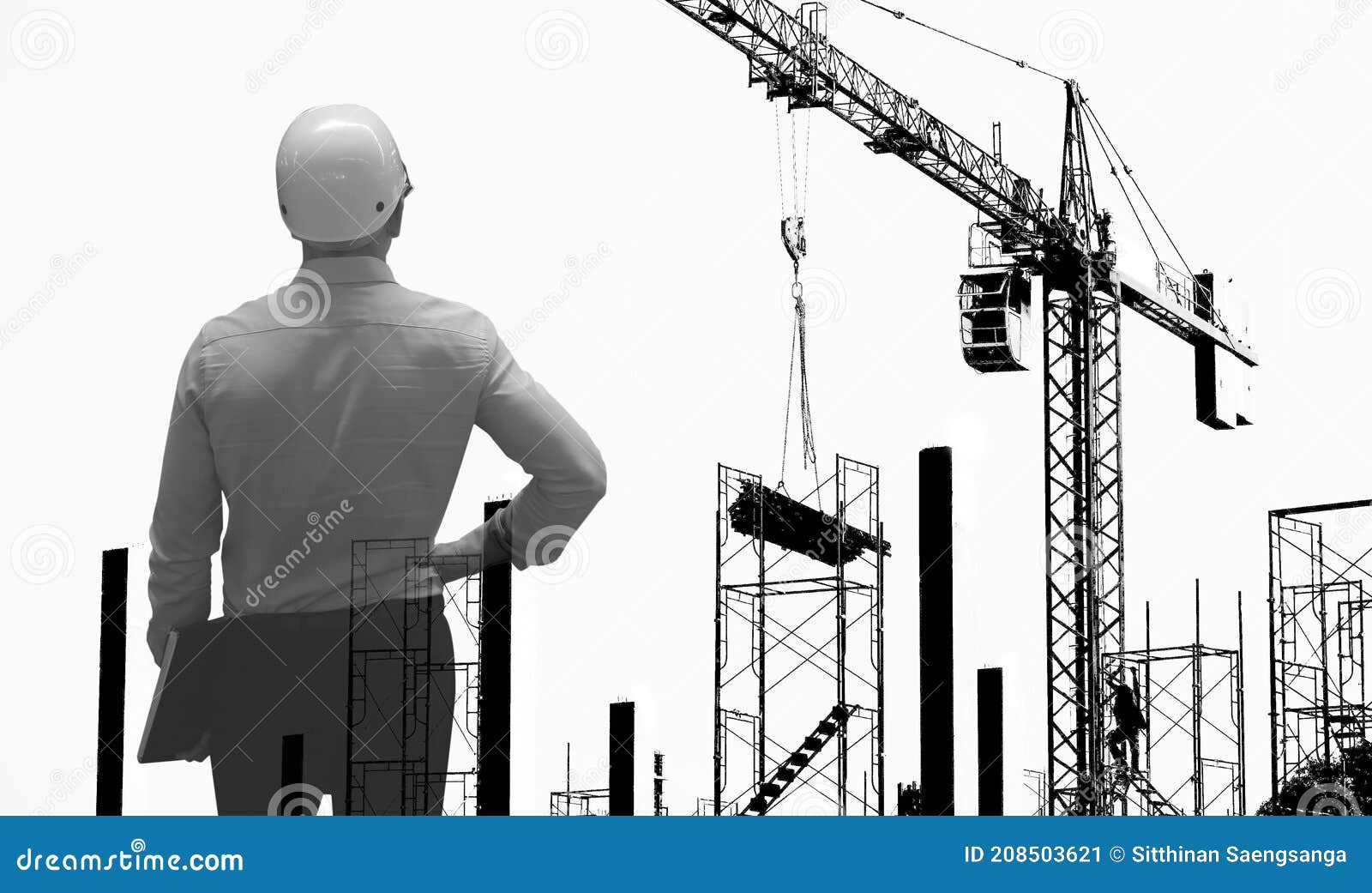 Engineer on site stock image. Image of civil, helmet - 208503621