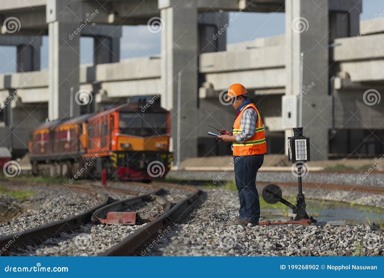 Engineer Concept. Engineer on Rail Way. Stock Photo - Image of concept ...