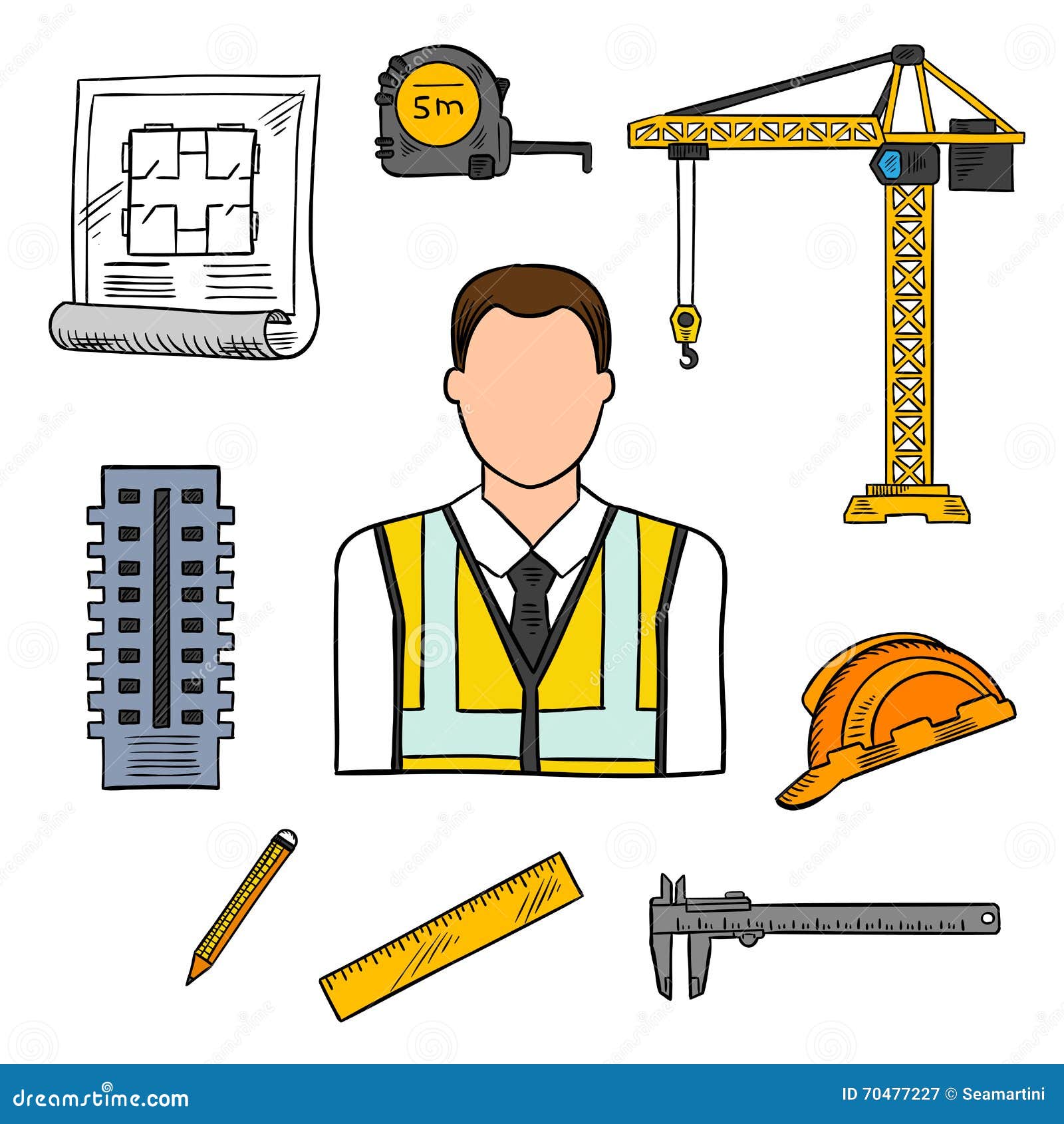 Engineer Sketch Icon for Civil Engineering Design Stock Vector ...