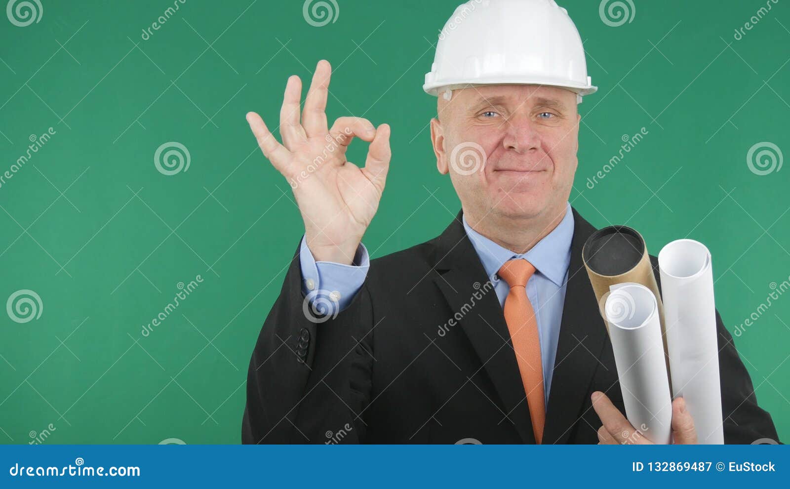 Engineer Smile and Make OK Hand Gestures Good Job Sign Stock Image ...