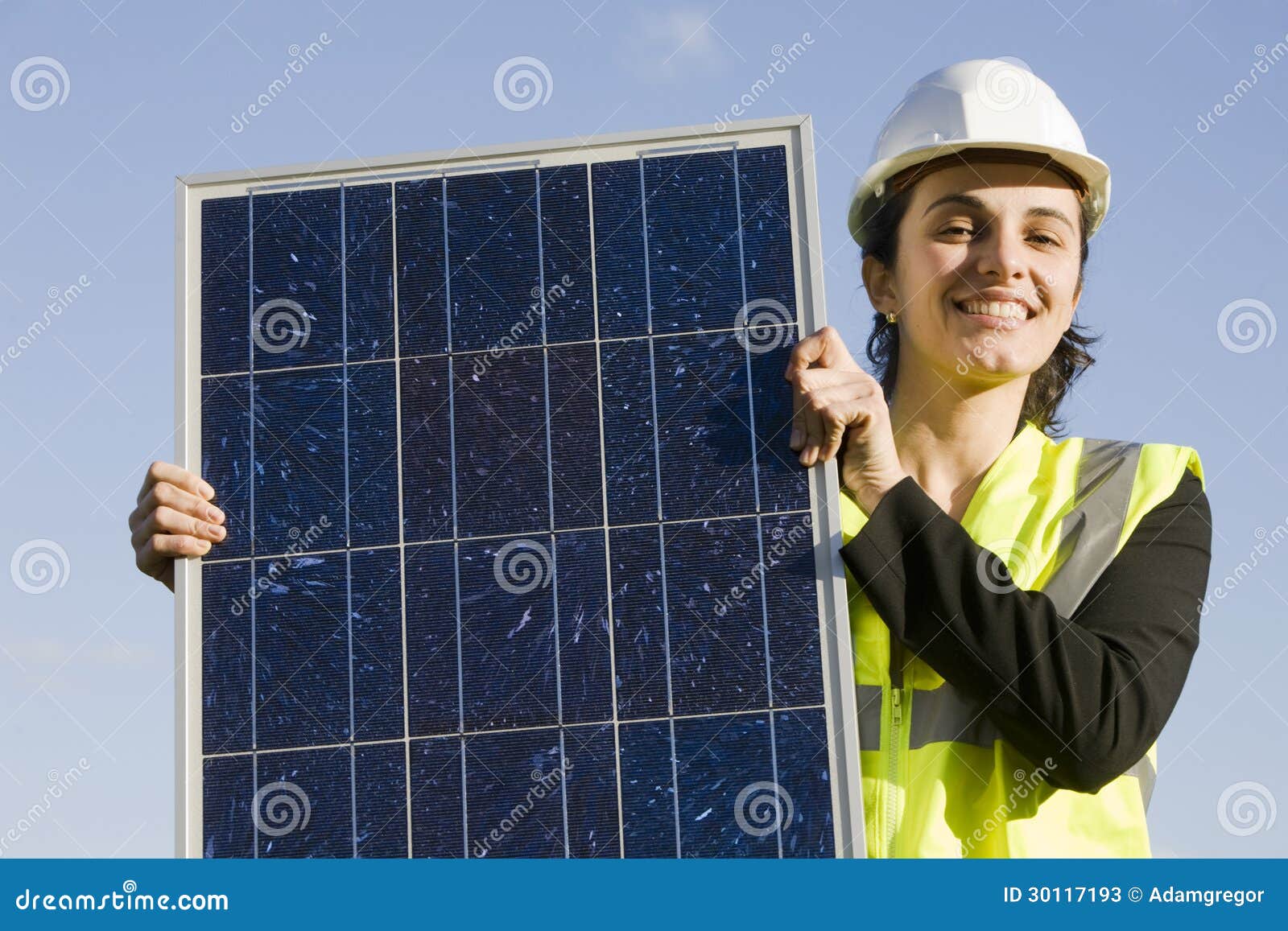 Female Engineer with Solar Energy Stock Image - Image of renewable ...