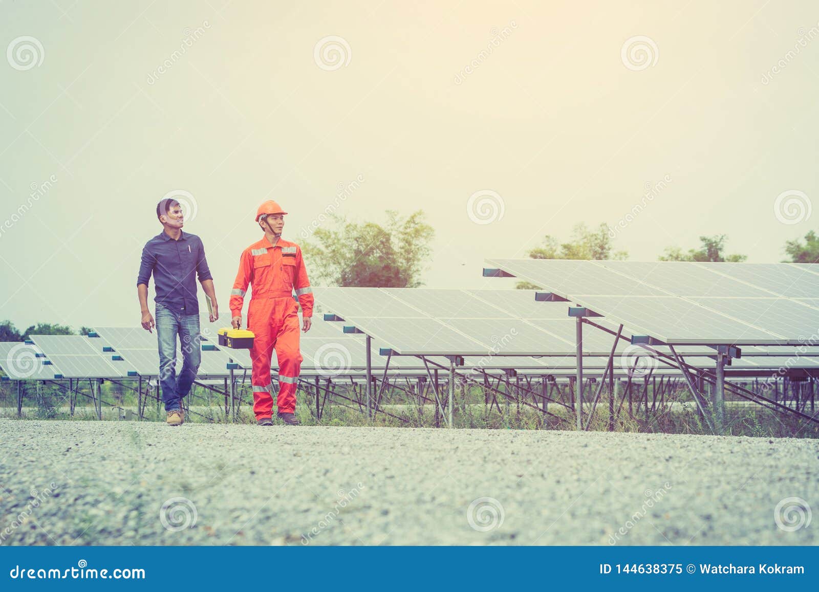 Engineer In Solar Power Plant Working On Installing Solar Panel Royalty ... Engineer In Solar Power Plant Working On Installing Solar Panel Royalty ...