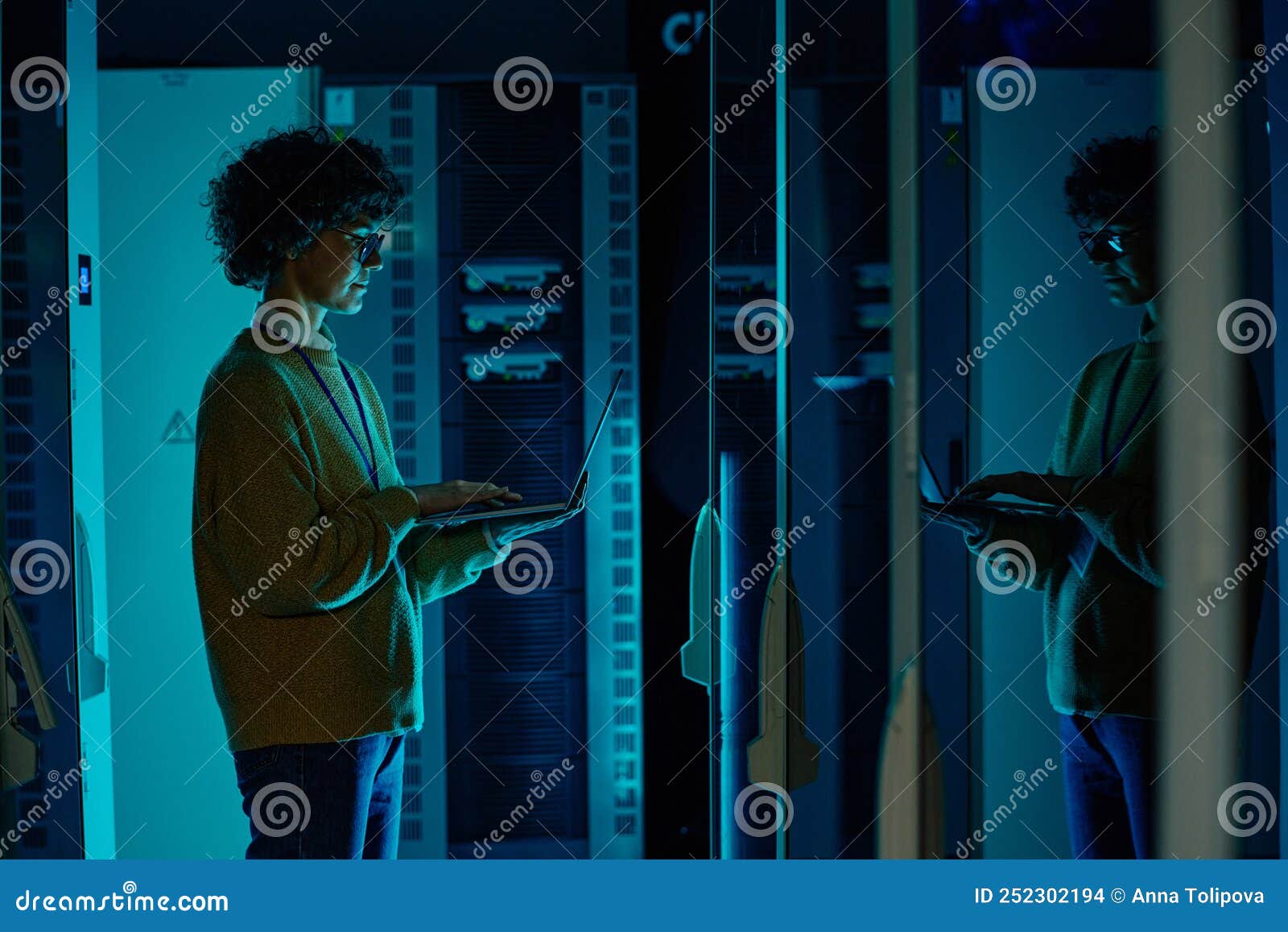 Engineer Standing in Data Center Stock Photo - Image of technology ...