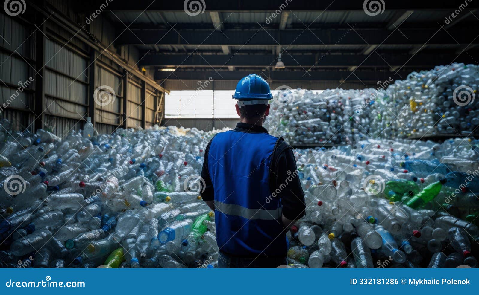 Engineer Standing and Looking Back the Plastic Bottle in the Recycling ...