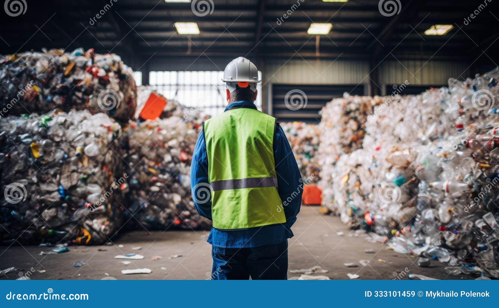 Engineer Standing and Looking Back the Plastic Bottle in the Recycling ...