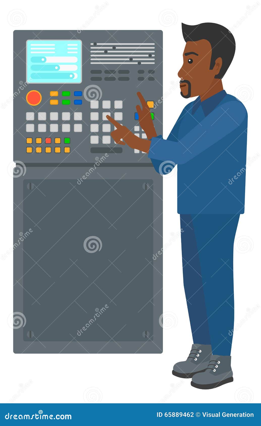 Engineer Standing Near Control Panel. Stock Vector - Illustration of ...