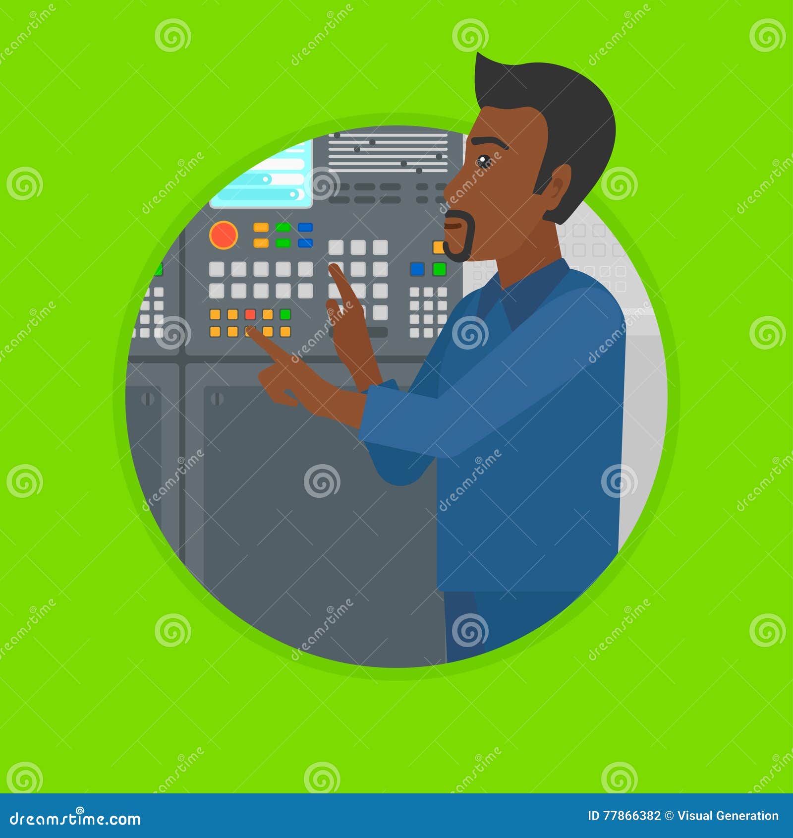 Engineer Standing Near Control Panel. Stock Vector - Illustration of ...