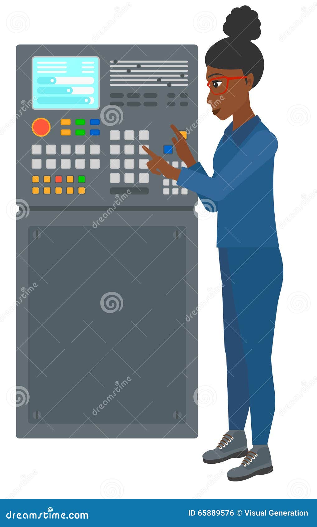 Engineer Standing Near Control Panel. Stock Vector - Illustration of ...