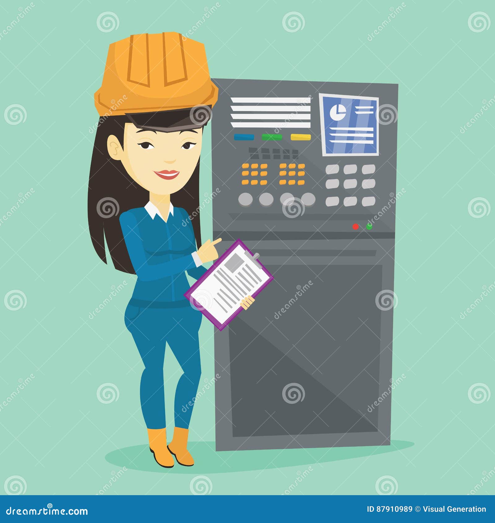Engineer Standing Near Control Panel. Stock Vector - Illustration of ...
