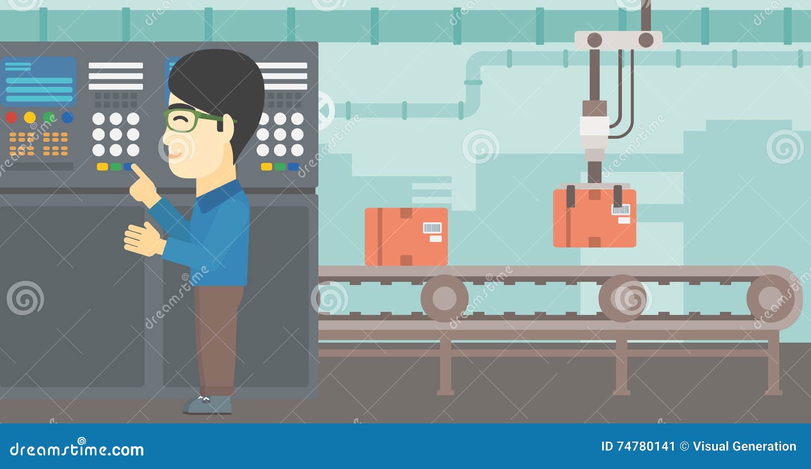 Engineer Standing Near Control Panel. Stock Vector - Illustration of ...