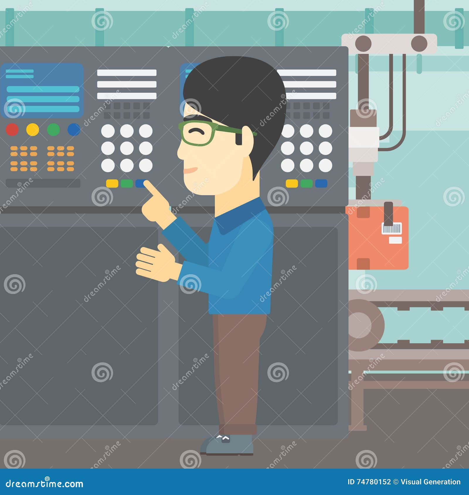 Engineer Standing Near Control Panel. Stock Vector - Illustration of ...