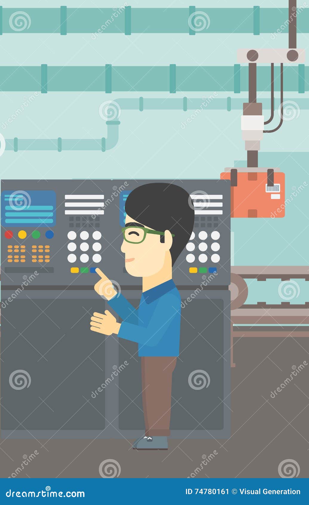 Engineer Standing Near Control Panel. Cartoon Vector | CartoonDealer ...