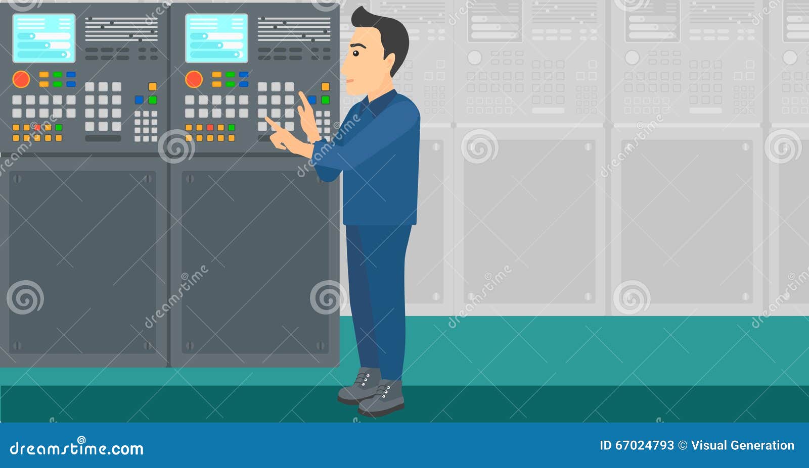 Engineer Standing Near Control Panel. Stock Vector - Illustration of ...