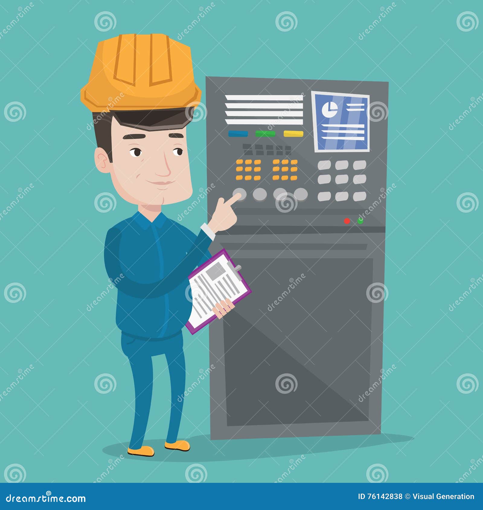 Engineer Standing Near Control Panel. Stock Vector - Illustration of ...