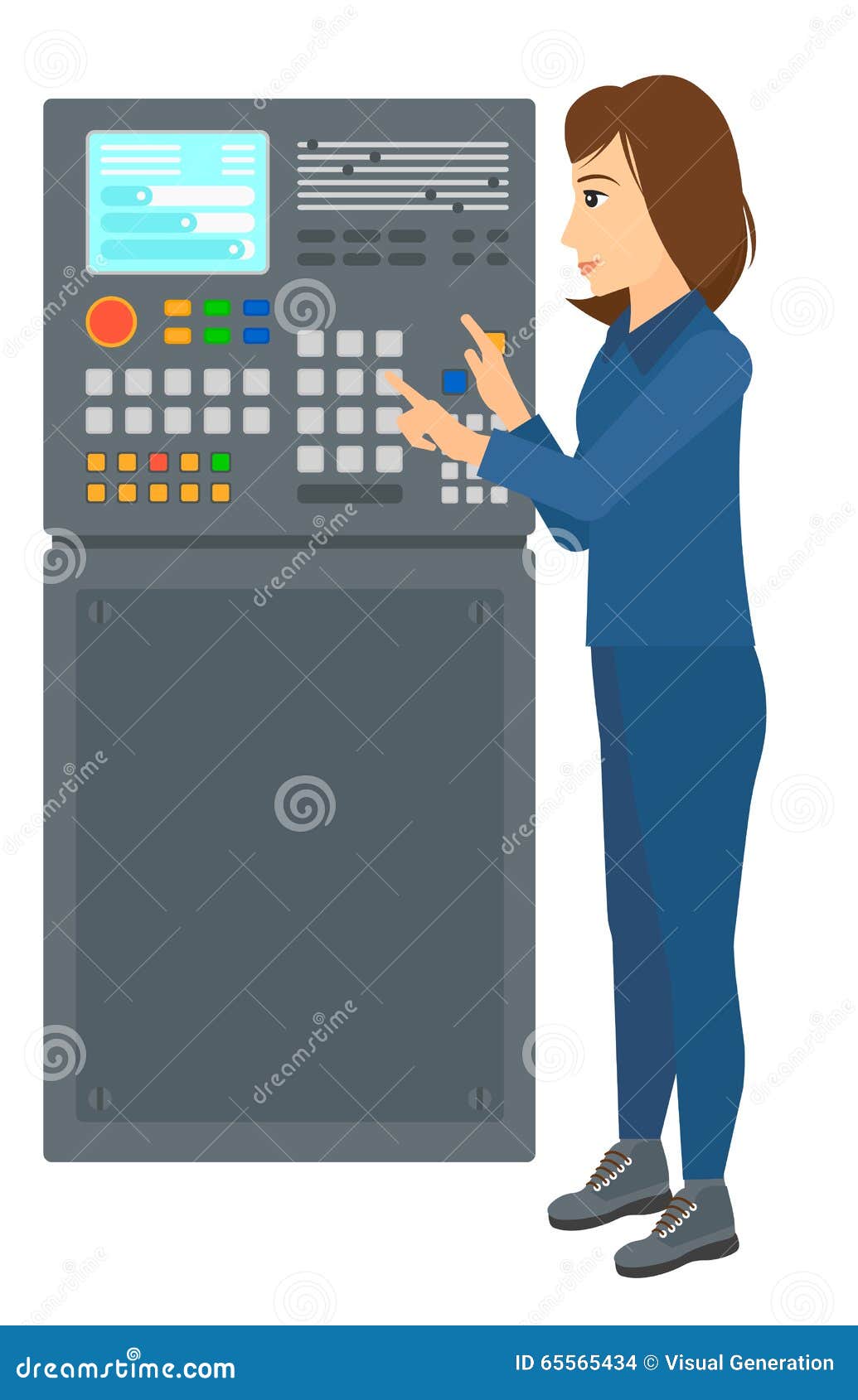 Engineer Standing Near Control Panel Stock Vector - Illustration of ...