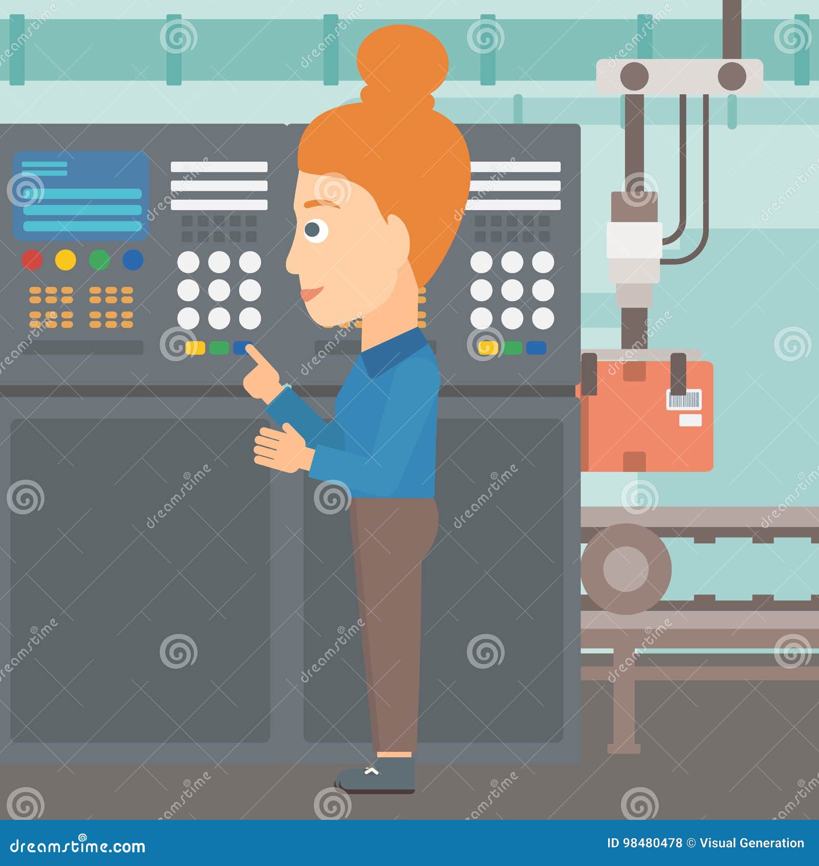 Engineer Standing Near Control Panel. Stock Vector - Illustration of ...