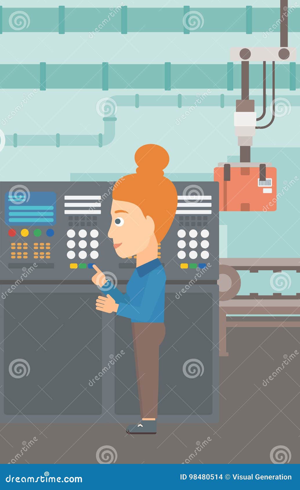 Engineer Standing Near Control Panel. Stock Vector - Illustration of ...