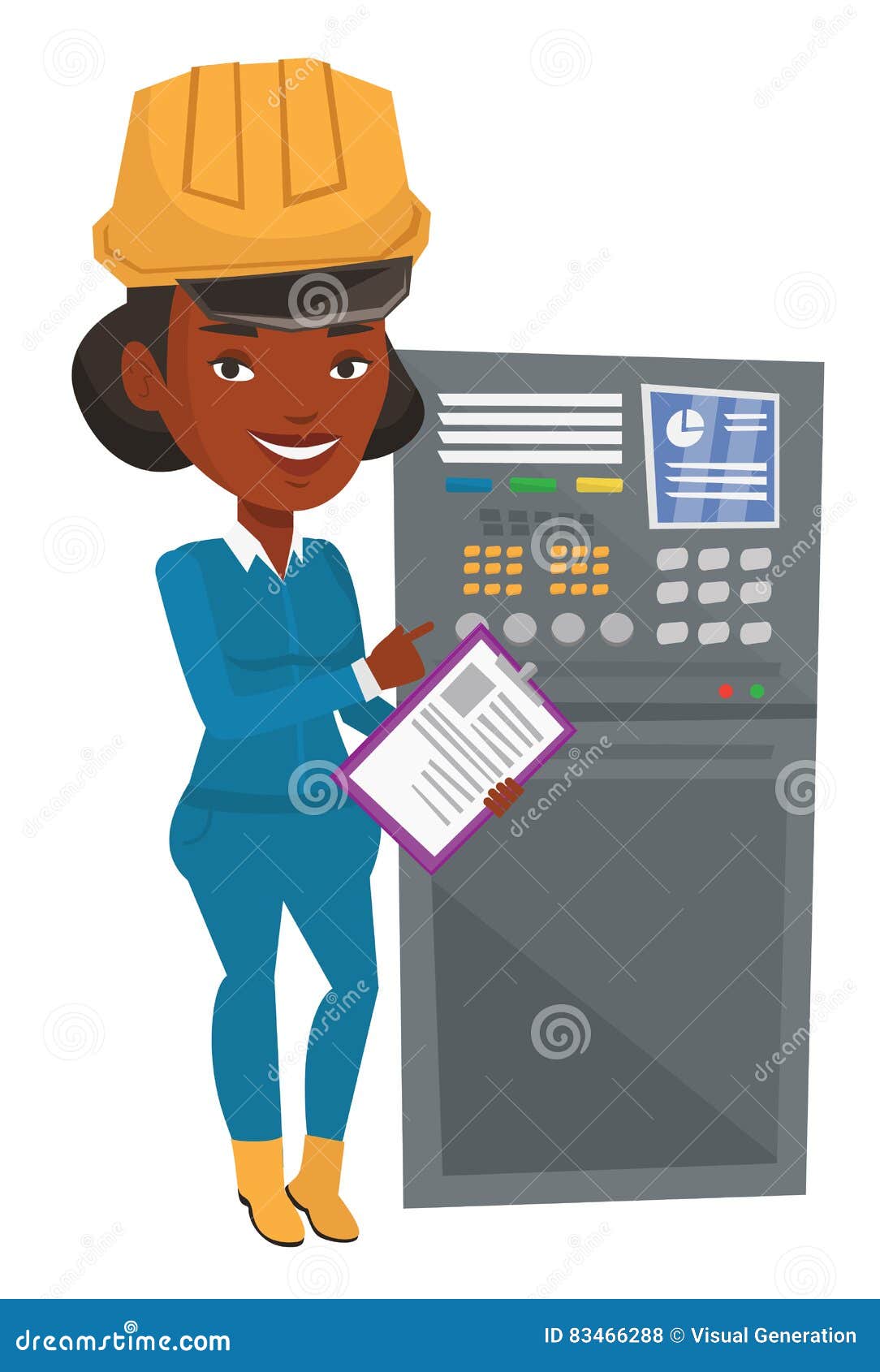 Engineer Standing Near Control Panel. Stock Vector - Illustration of ...