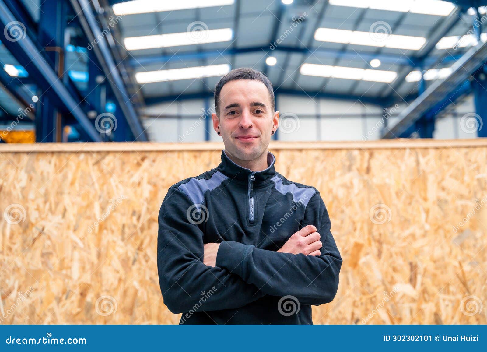 Engineer Standing Proud with Arms Crossed in a Factory Stock Image ...