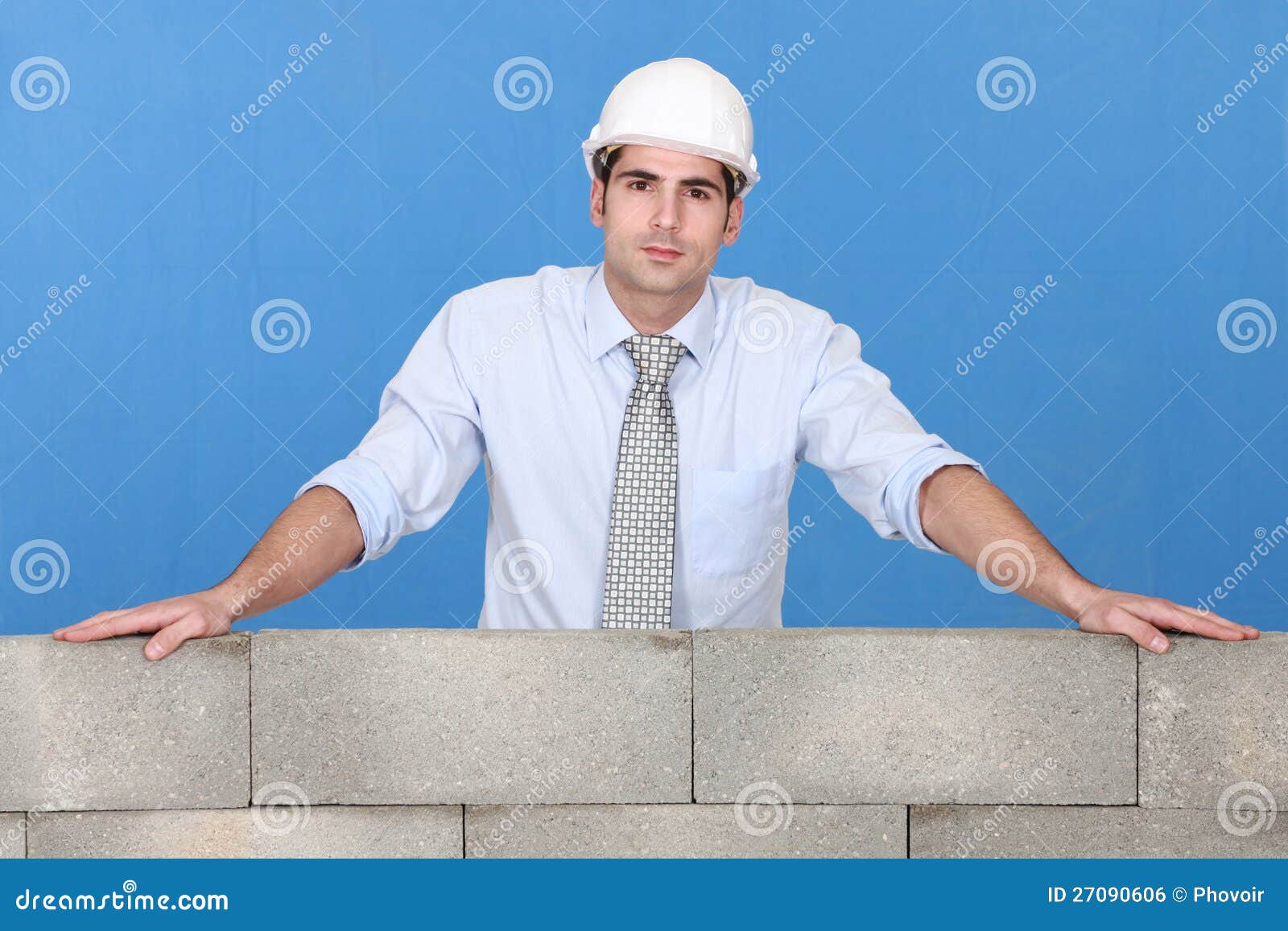 Engineer Standing by a Wall Stock Photo - Image of industry, bricklayer ...