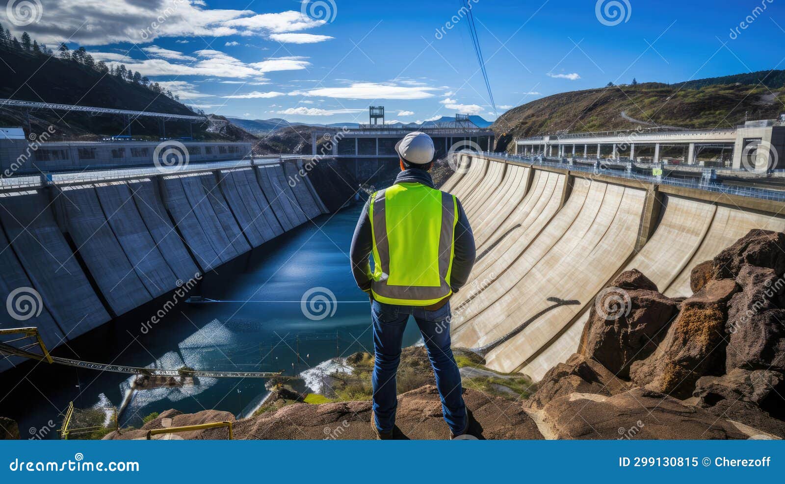 An Engineer Stands in Front of a Dam Stock Image - Image of engineer ...