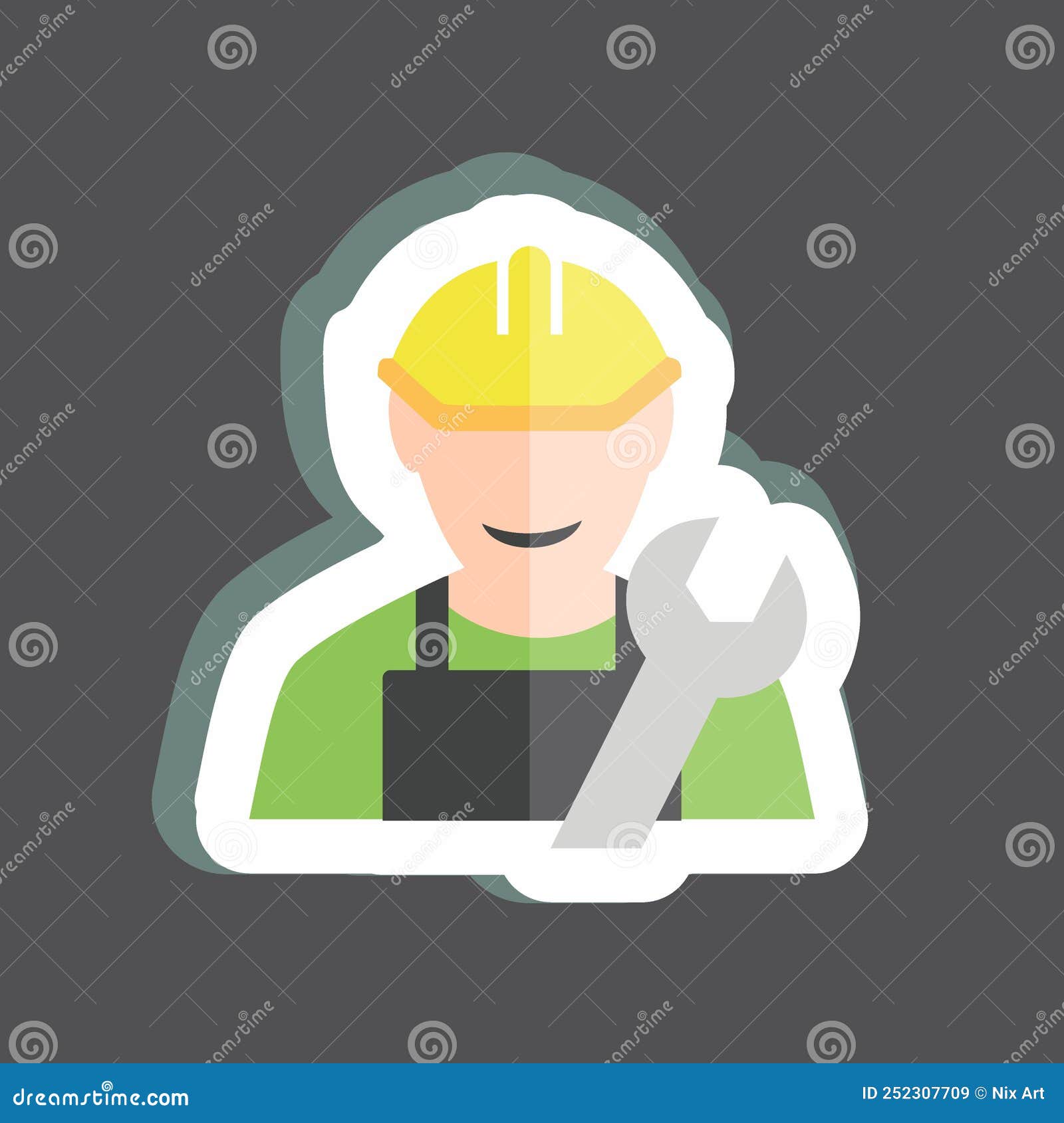Engineer Sticker in Trendy Isolated on Black Background Stock ...