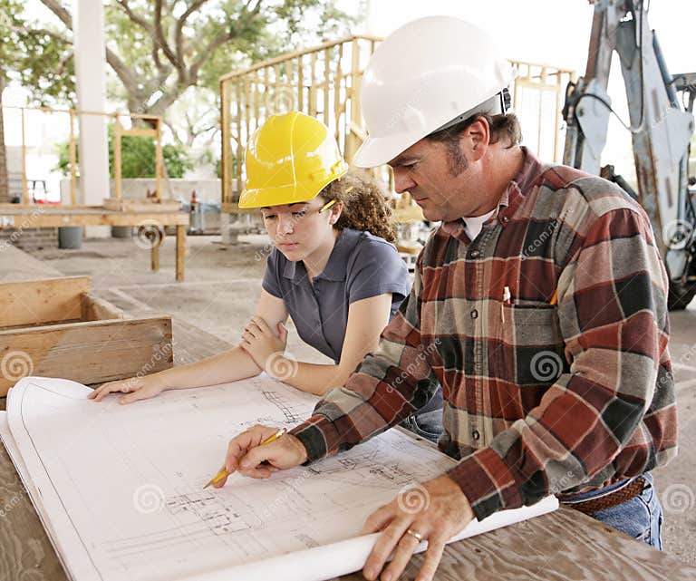 Engineer & Student Review Plan Stock Photo - Image of education ...