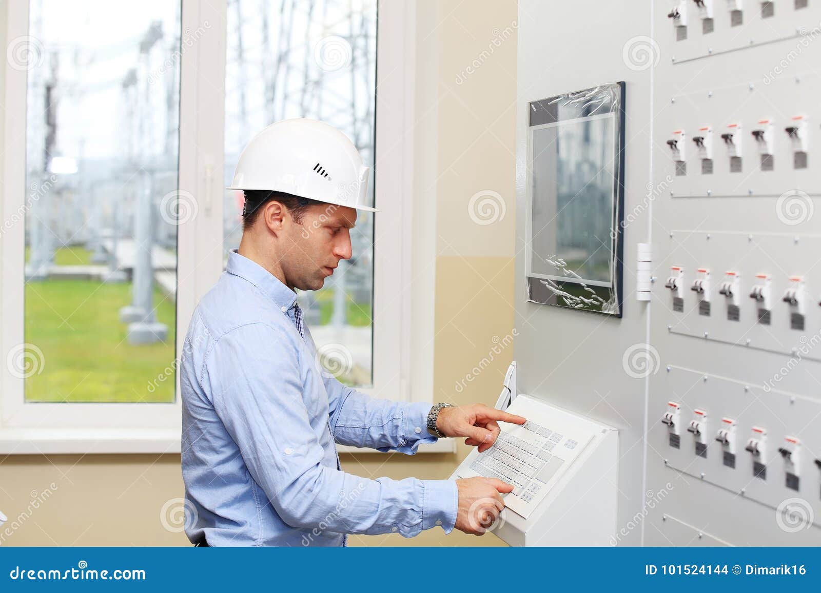 Engineer in studio light stock photo. Image of person - 101524144