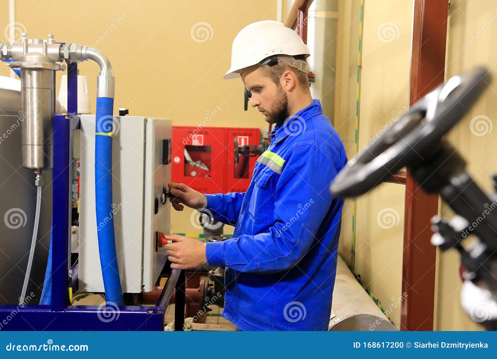 Engineer of Substation Starts Technological Process. Management ...