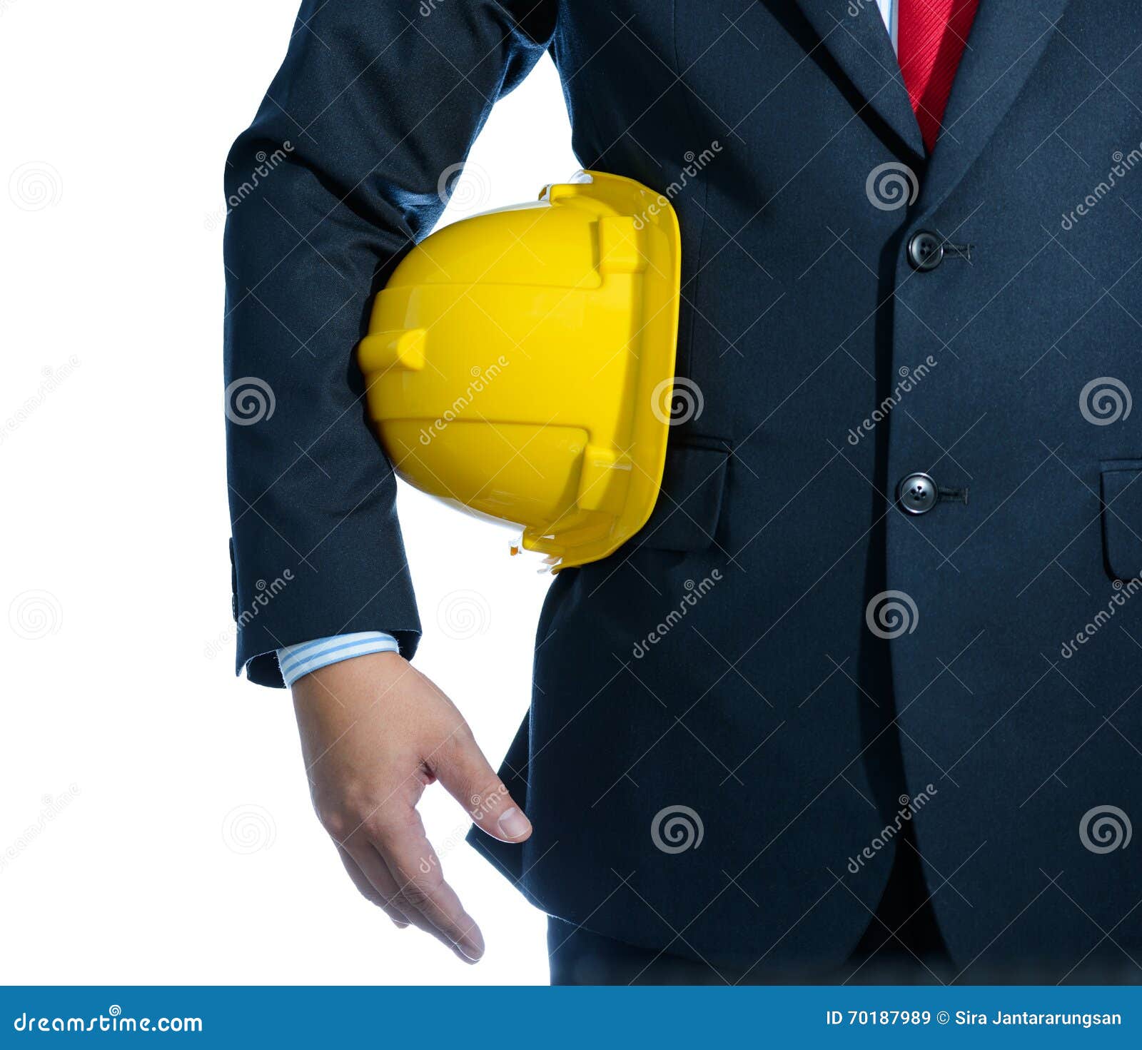 Engineer in Suit Holding Helmet Isolated Stock Image - Image of ...