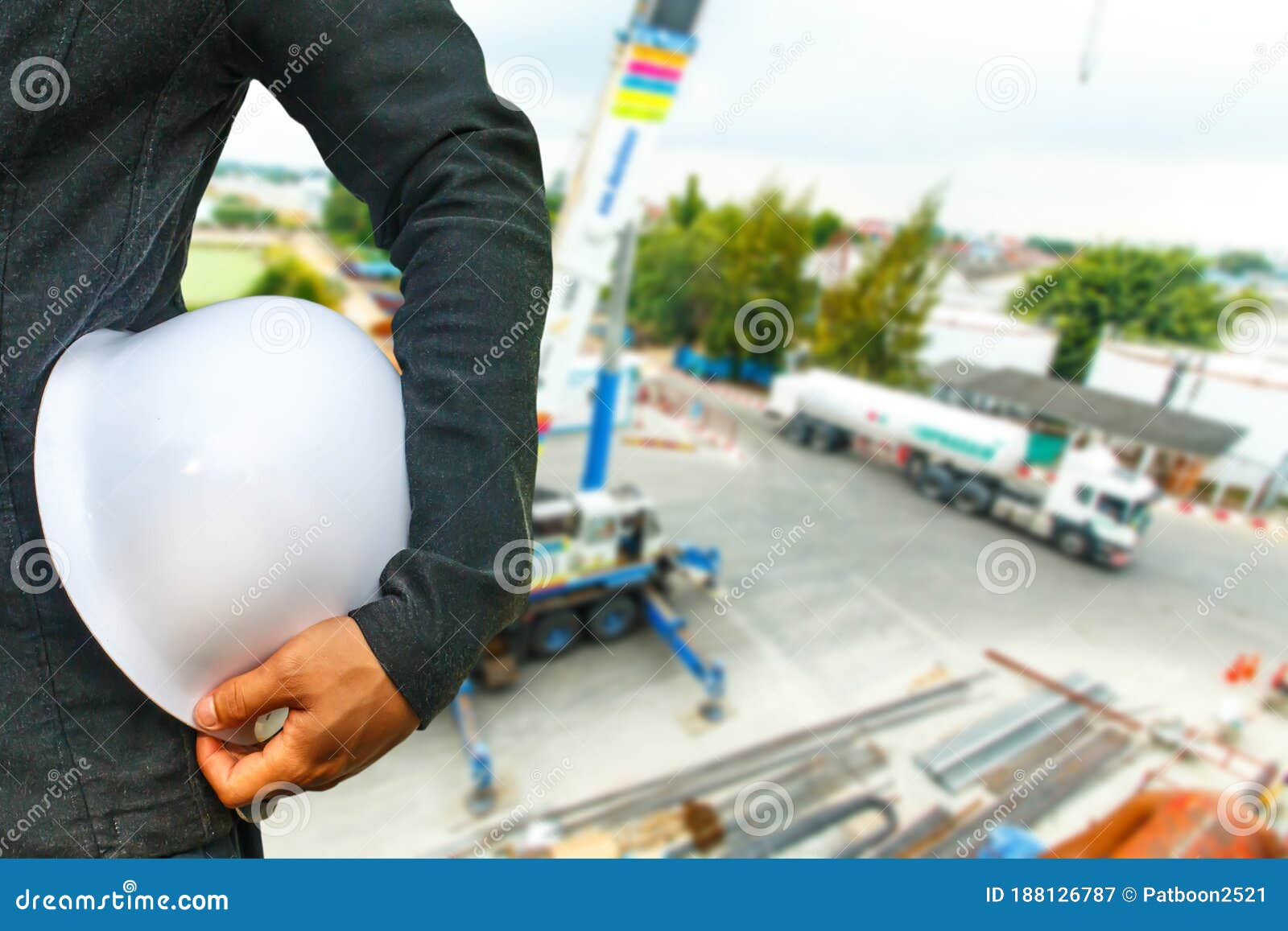 Engineer Suit White Helmet for Security Stood on the Details the ...