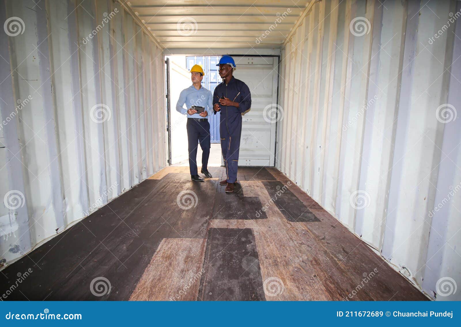 Foreman Control Industrial Container Cargo Freight Ship at Industry ...