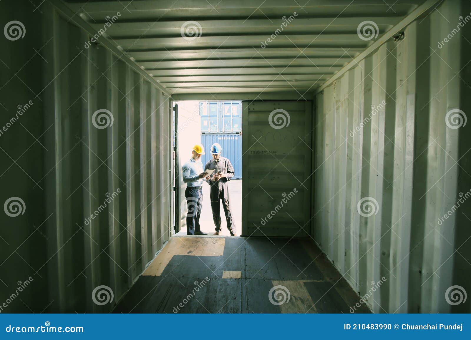 Engineer or Supervisor Checking and Control Loading Containers Box from ...